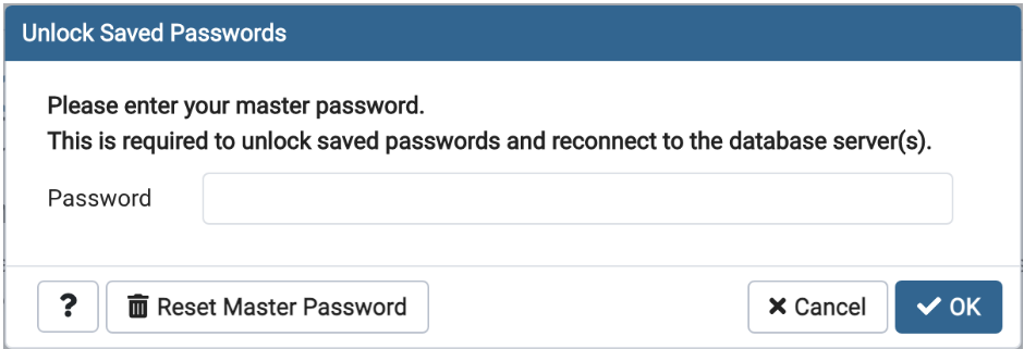 Use of the Master Password in pgAdmin 4